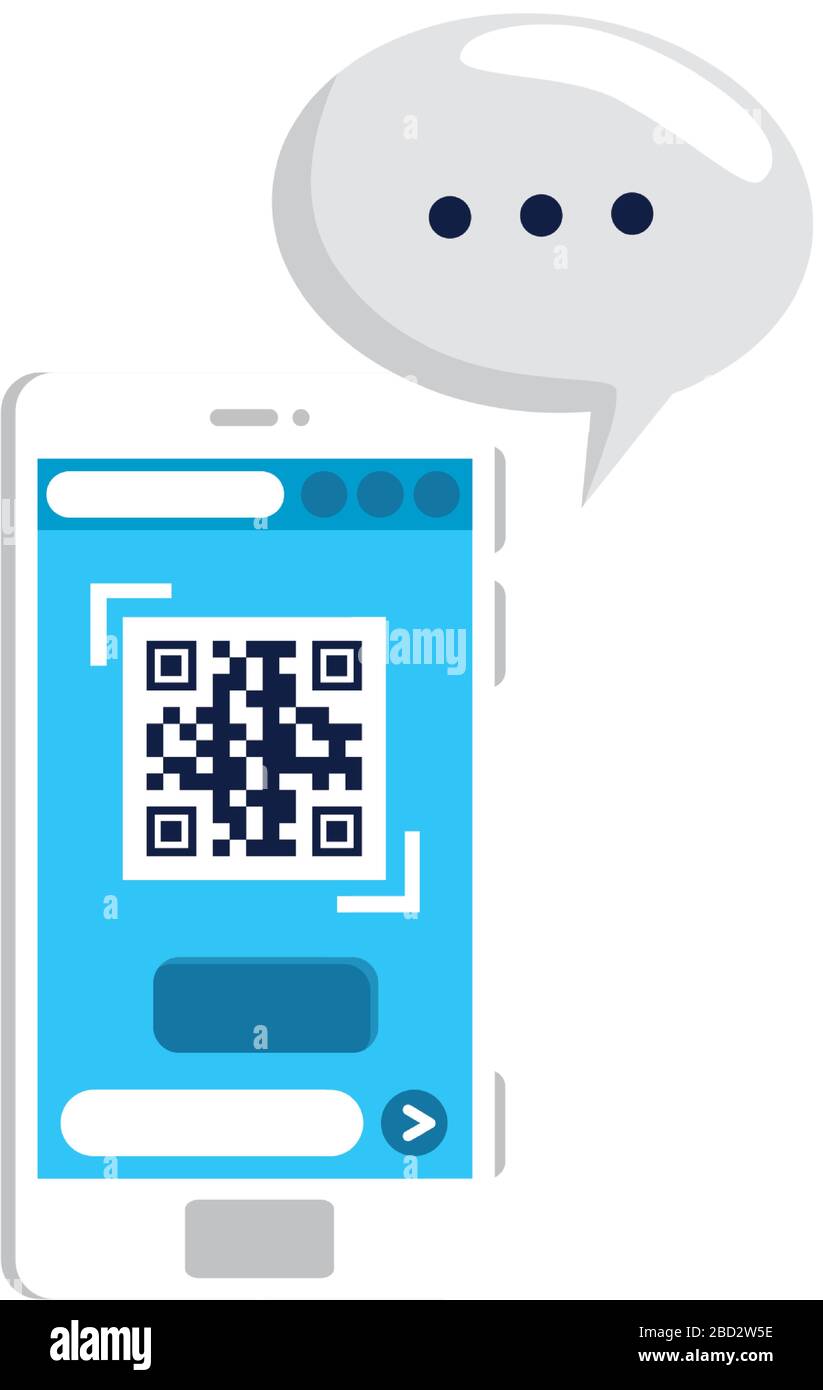 qr code inside smartphone and bubble vector design Stock Vector Image ...