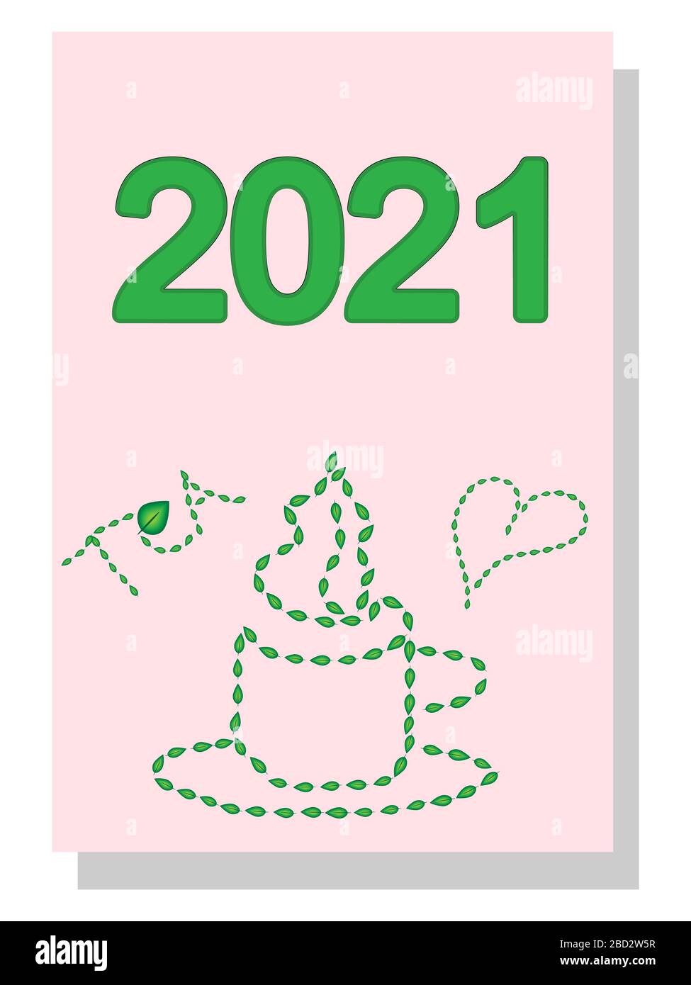 Drinks calendar: with seasonal dessert drawings of various tea, coffee ...