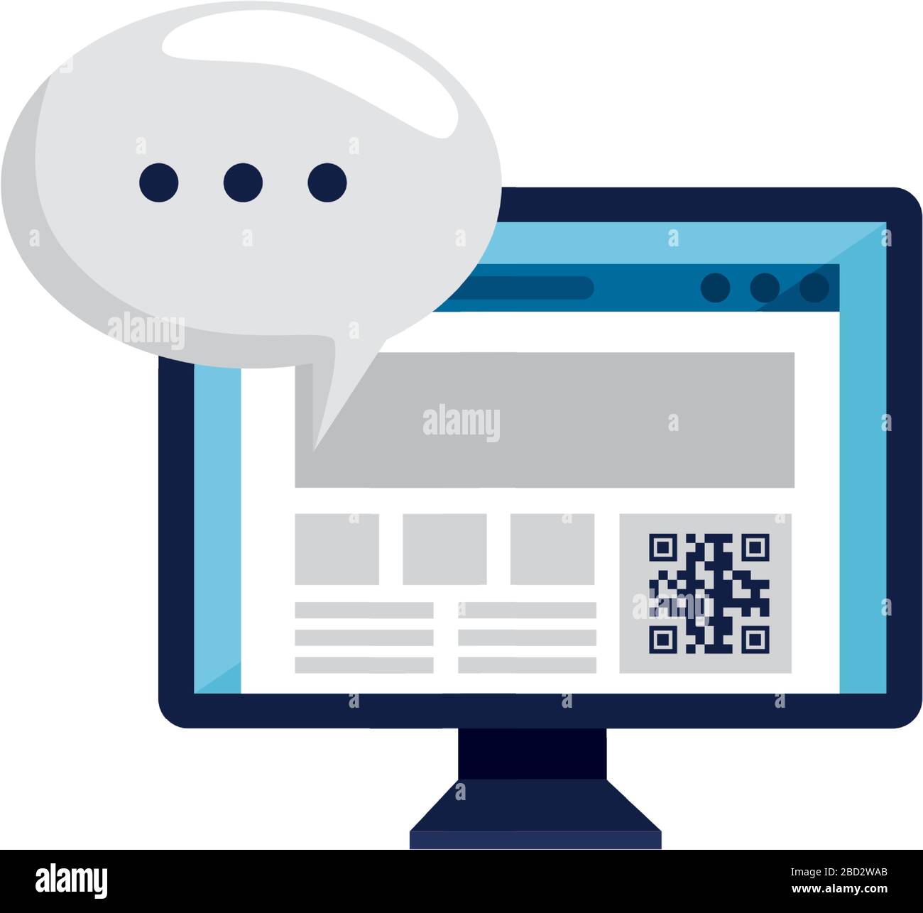 qr code inside computer and bubble vector design Stock Vector Image ...