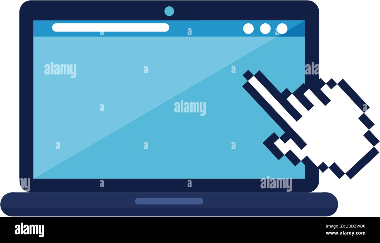 Isolated digital laptop and cursor hand vector design Stock Vector ...
