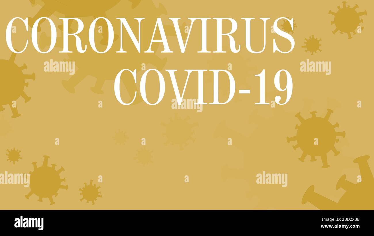 Yellow COVID-19 background with white text Stock Photo - Alamy