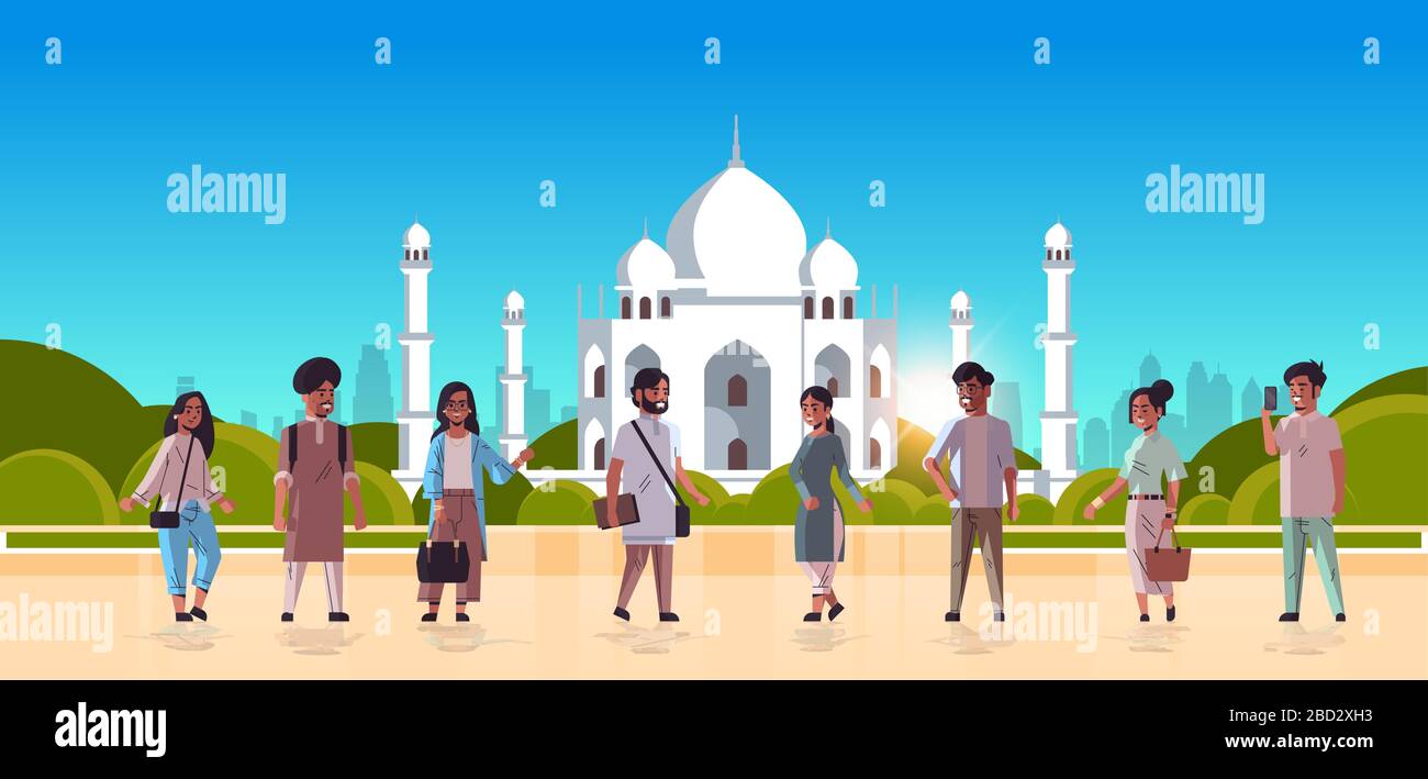 indian men women group standing together discussing during meeting ...