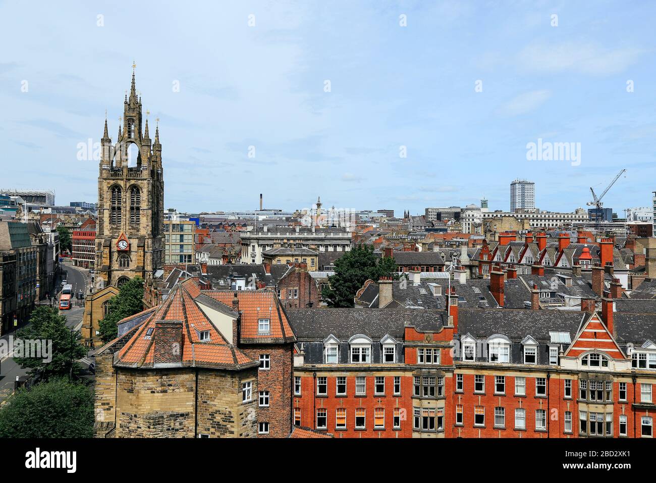 Beautiful view of central Newcastle from Gateshead including clock ...