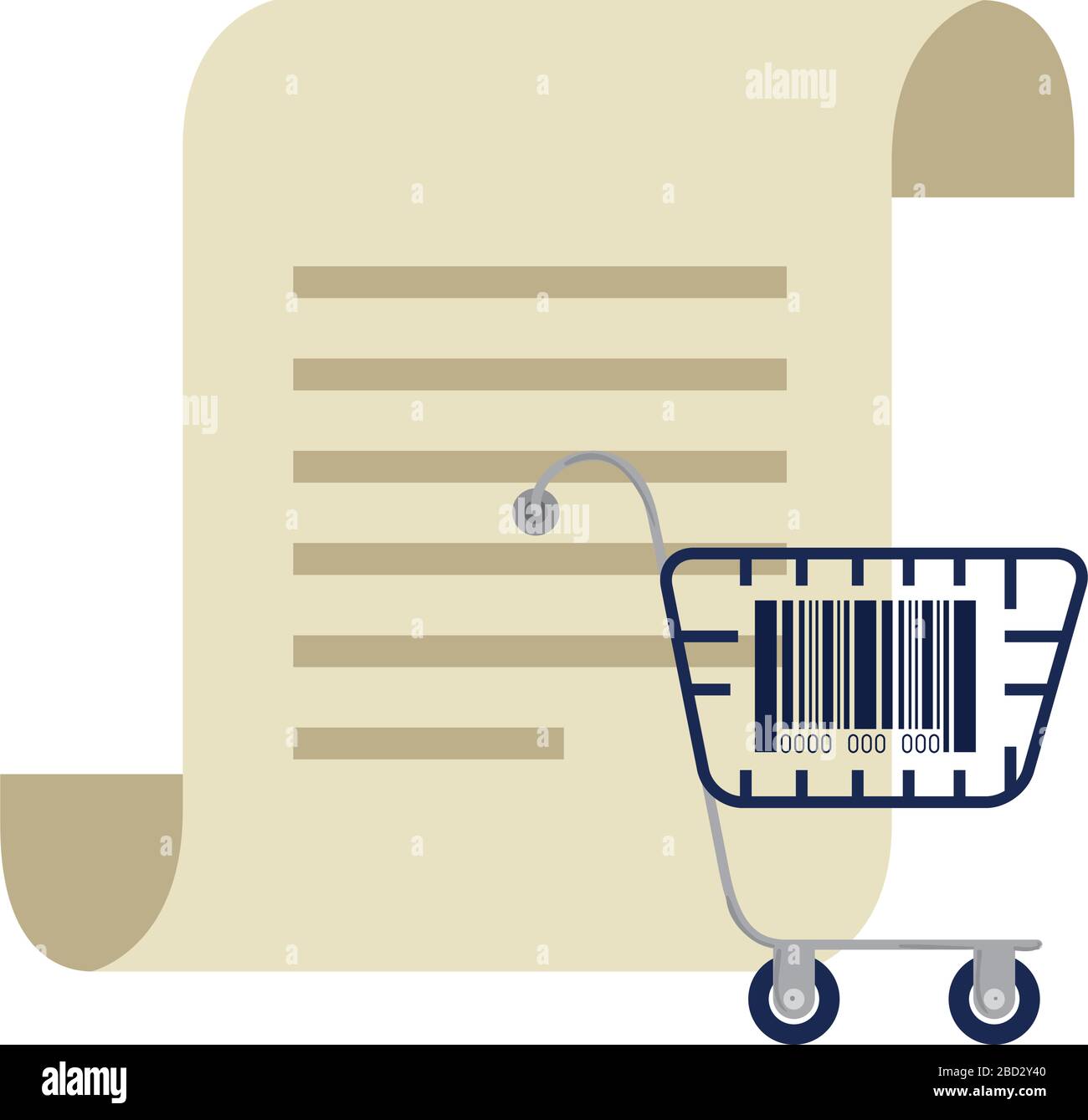 bar code inside shopping cart and receipt paper vector design Stock ...