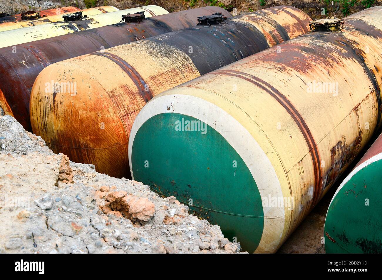 Large tank for gasoline in the excavated quarry for storage of ...