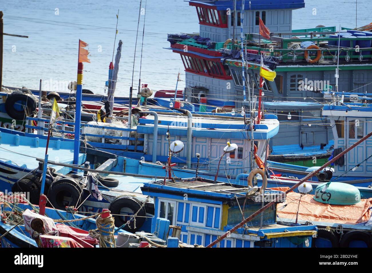 colorful fisher boats in da nang in vietnam Stock Photo - Alamy