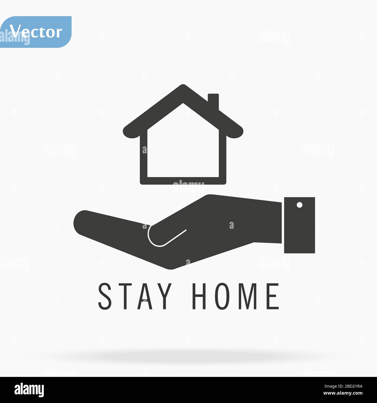 flat hand showing the icon of home - Stay at home vector illustration ...
