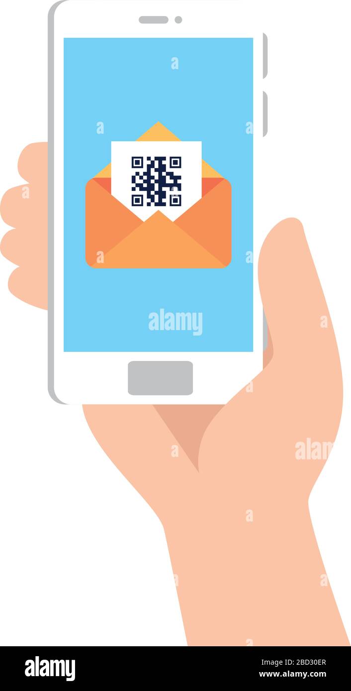 qr code inside envelope and smartphone vector design Stock Vector Image ...