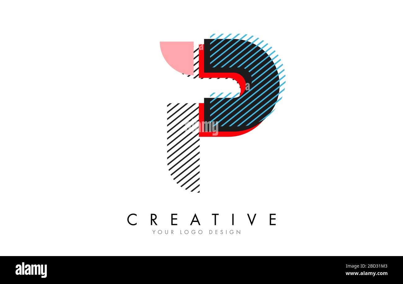 P Letter with an abstract Pop Art Logo Design. Colorful Retro Vector ...