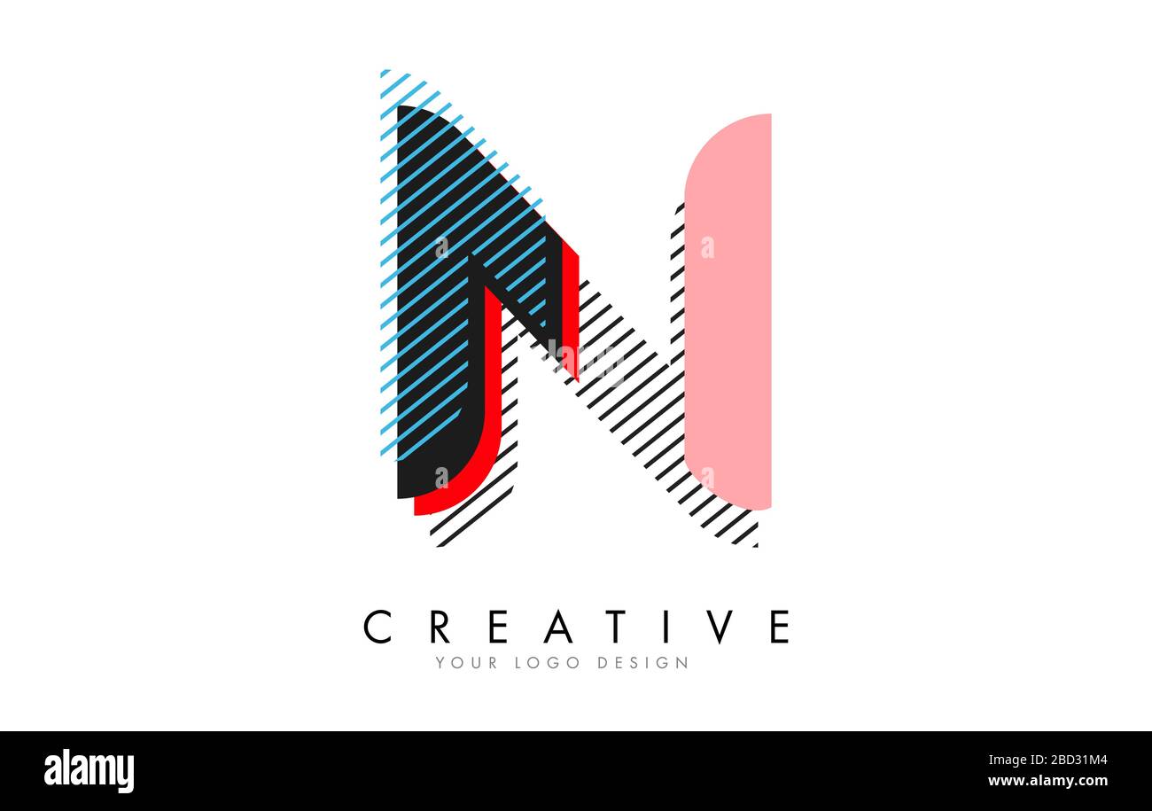 N Letter with an abstract Pop Art Logo Design. Colorful Retro Vector ...