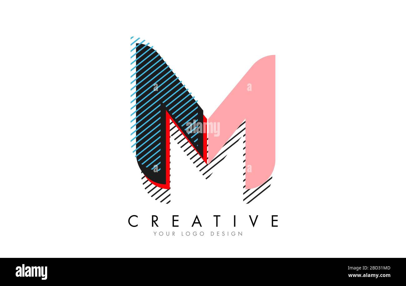 M Letter with an abstract Pop Art Logo Design. Colorful Retro Vector ...