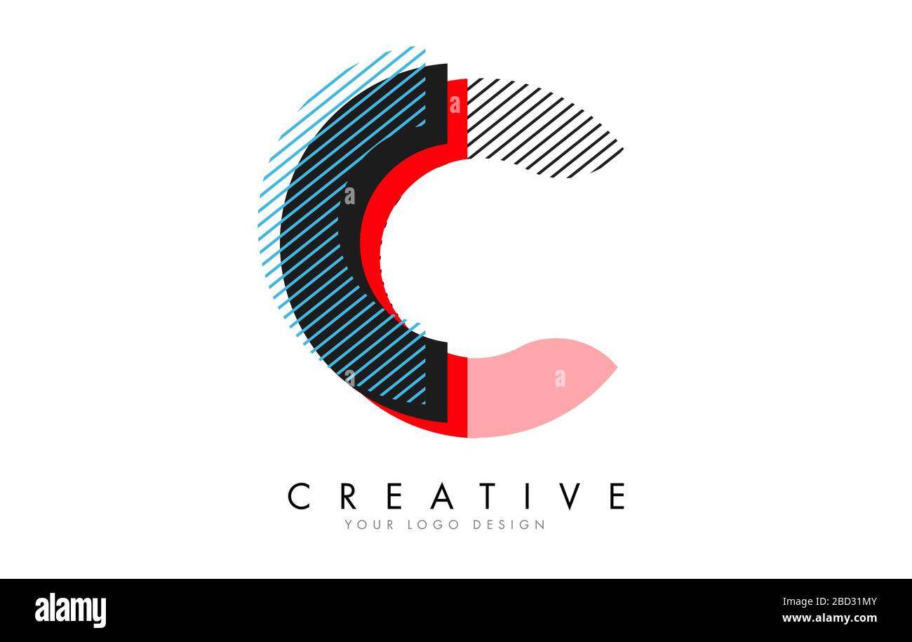 C Letter with an abstract Pop Art Logo Design. Colorful Retro Vector ...