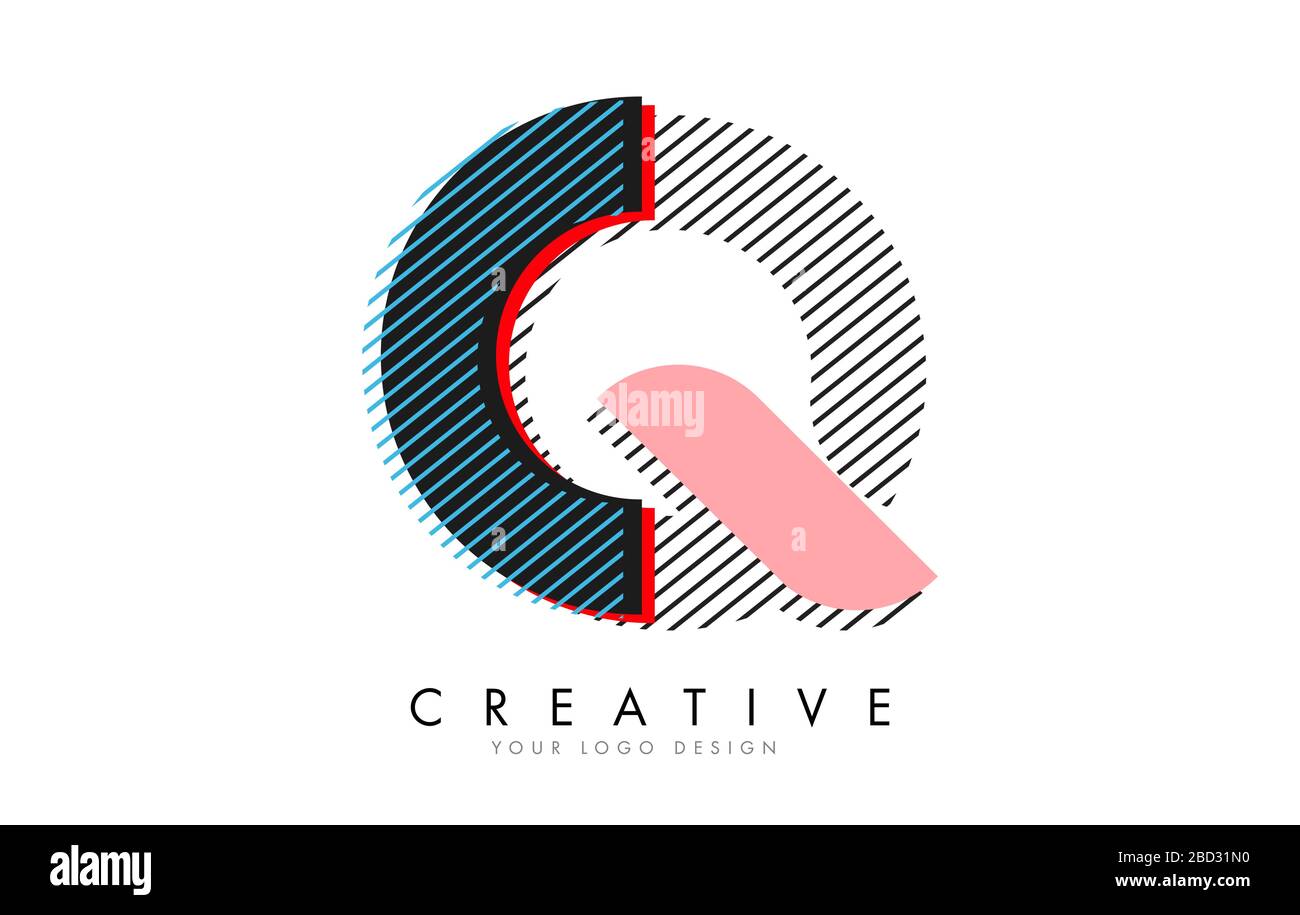 Q Letter with an abstract Pop Art Logo Design. Colorful Retro Vector ...