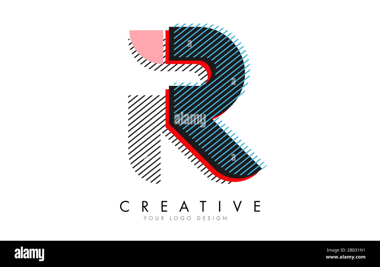 R Letter with an abstract Pop Art Logo Design. Colorful Retro Vector ...