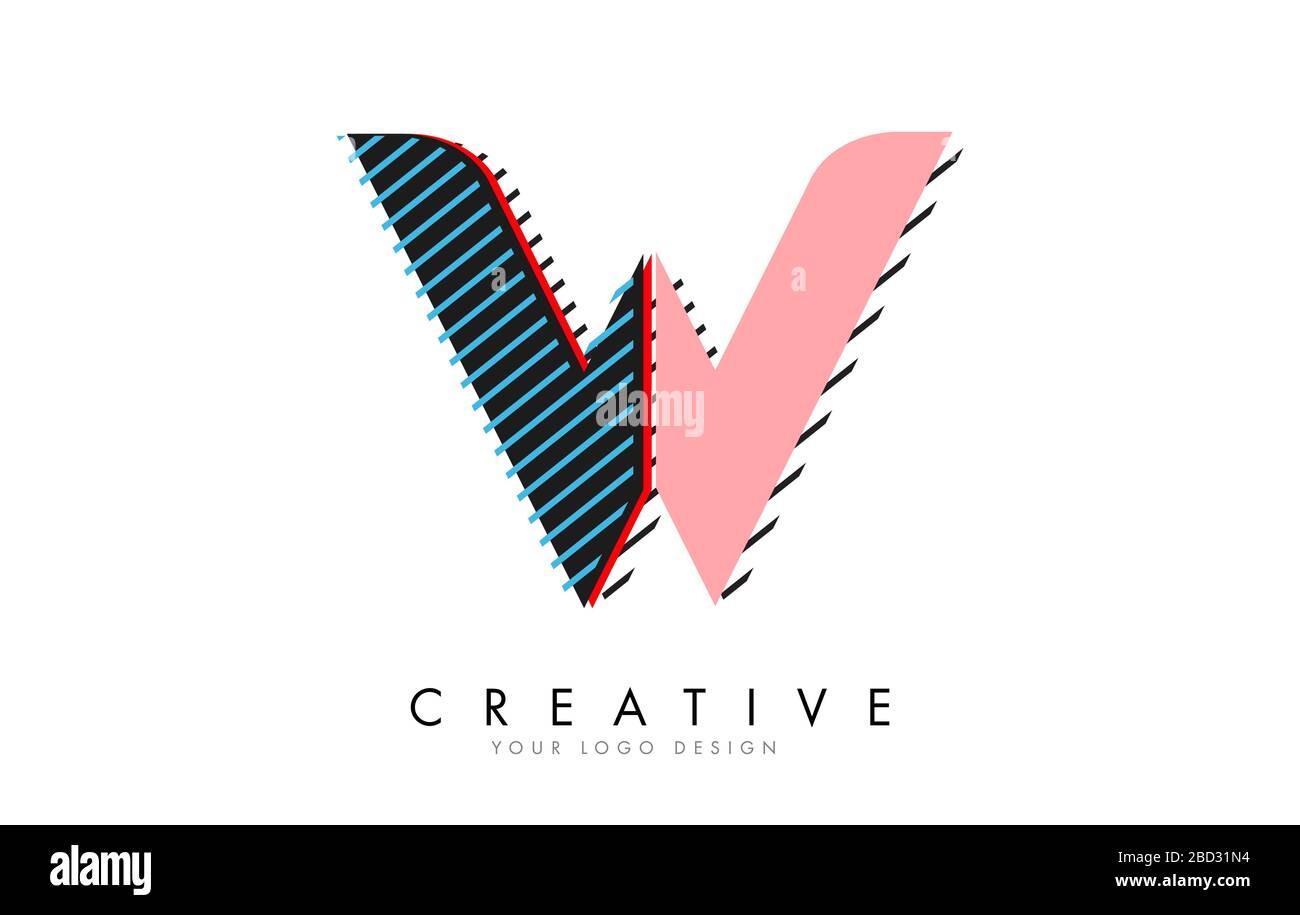 W Letter with an abstract Pop Art Logo Design. Colorful Retro Vector ...