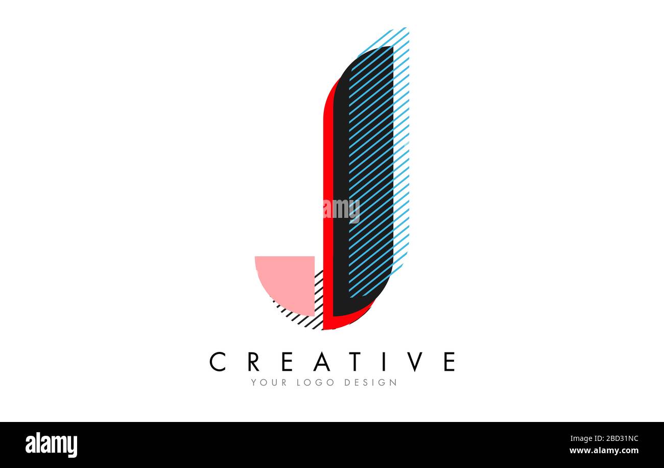 J Letter with an abstract Pop Art Logo Design. Colorful Retro Vector ...