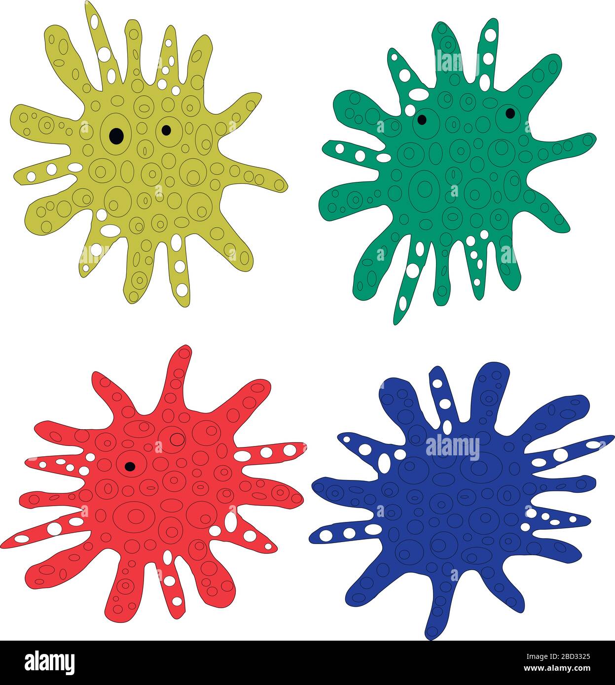 Beautiful multicolored dangerous scary viruses illustration on a white ...