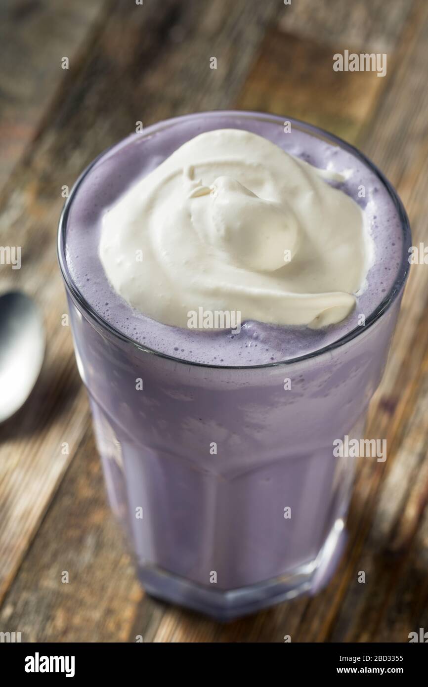 Homemade Japanese Purple Ube Milkshake with Whipped Cream Stock Photo ...