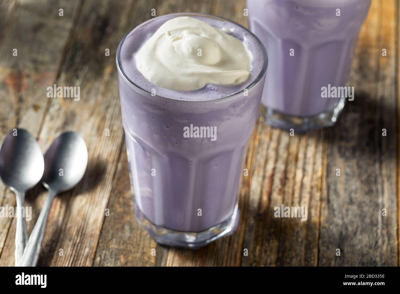 Homemade Japanese Purple Ube Milkshake with Whipped Cream Stock Photo ...