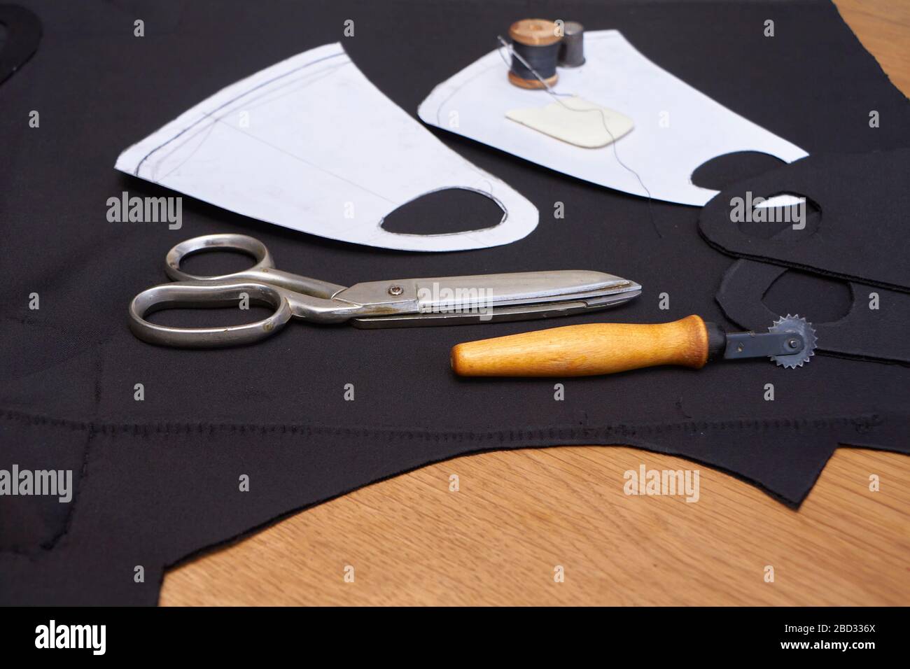 Process of making medical facial mask at home with sewing kit, black ...