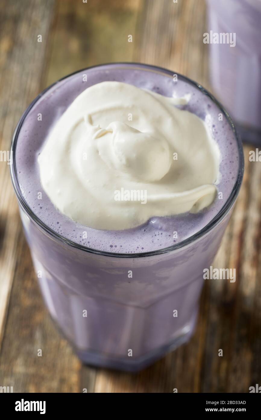 Homemade Japanese Purple Ube Milkshake with Whipped Cream Stock Photo ...