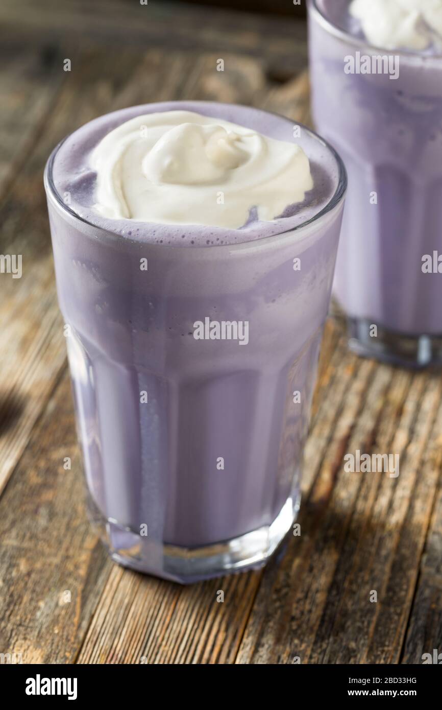 Homemade Japanese Purple Ube Milkshake with Whipped Cream Stock Photo ...