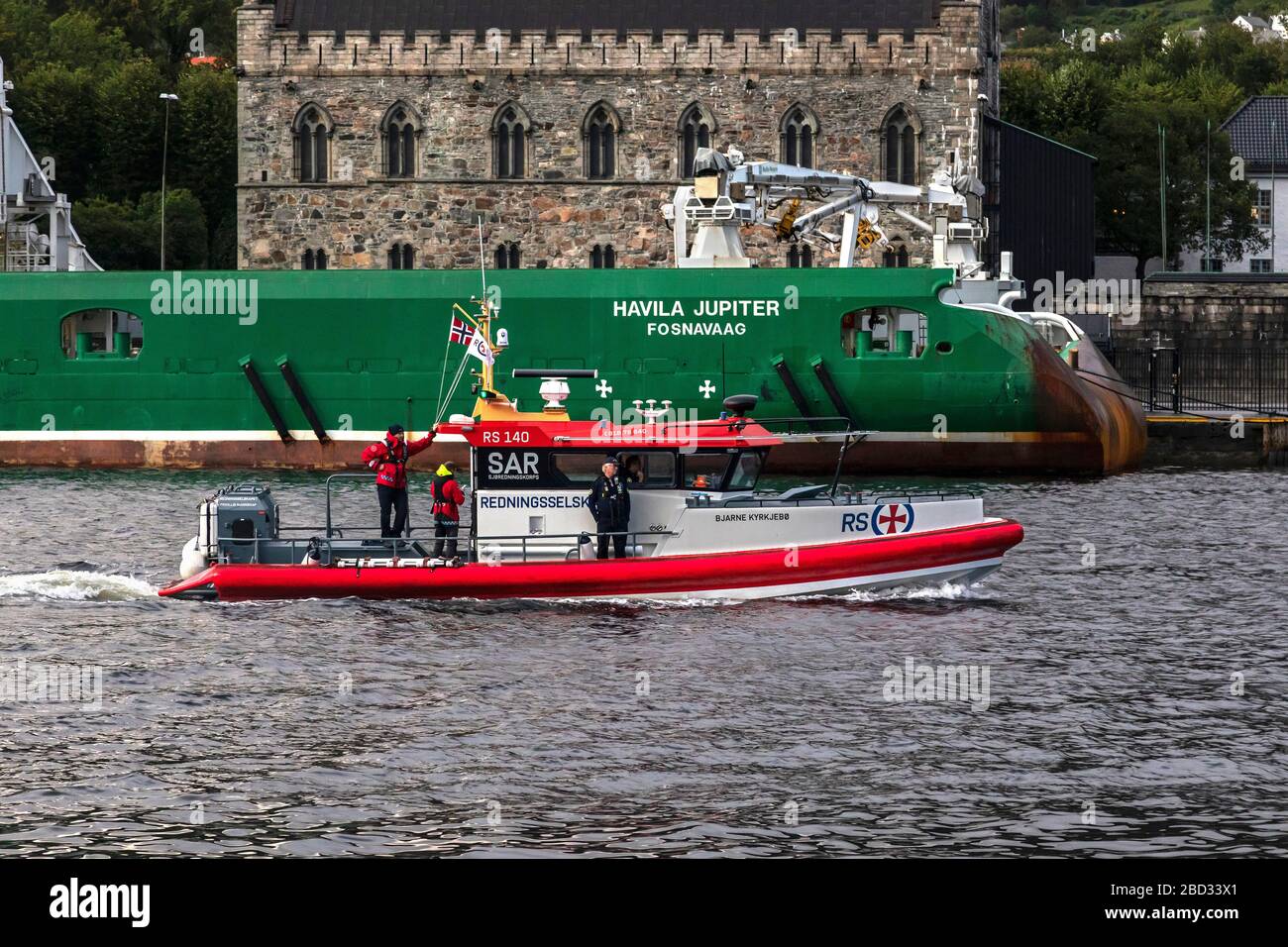 SAR rescue vessel Bjarne Kyrkjeboe in the port of Bergen, Norway ...