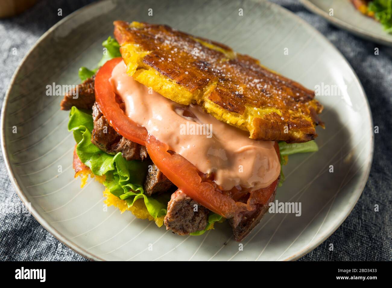 Homemade Puerto Rican Jibarito Steak Sandwich with Lettuce and Tomato ...