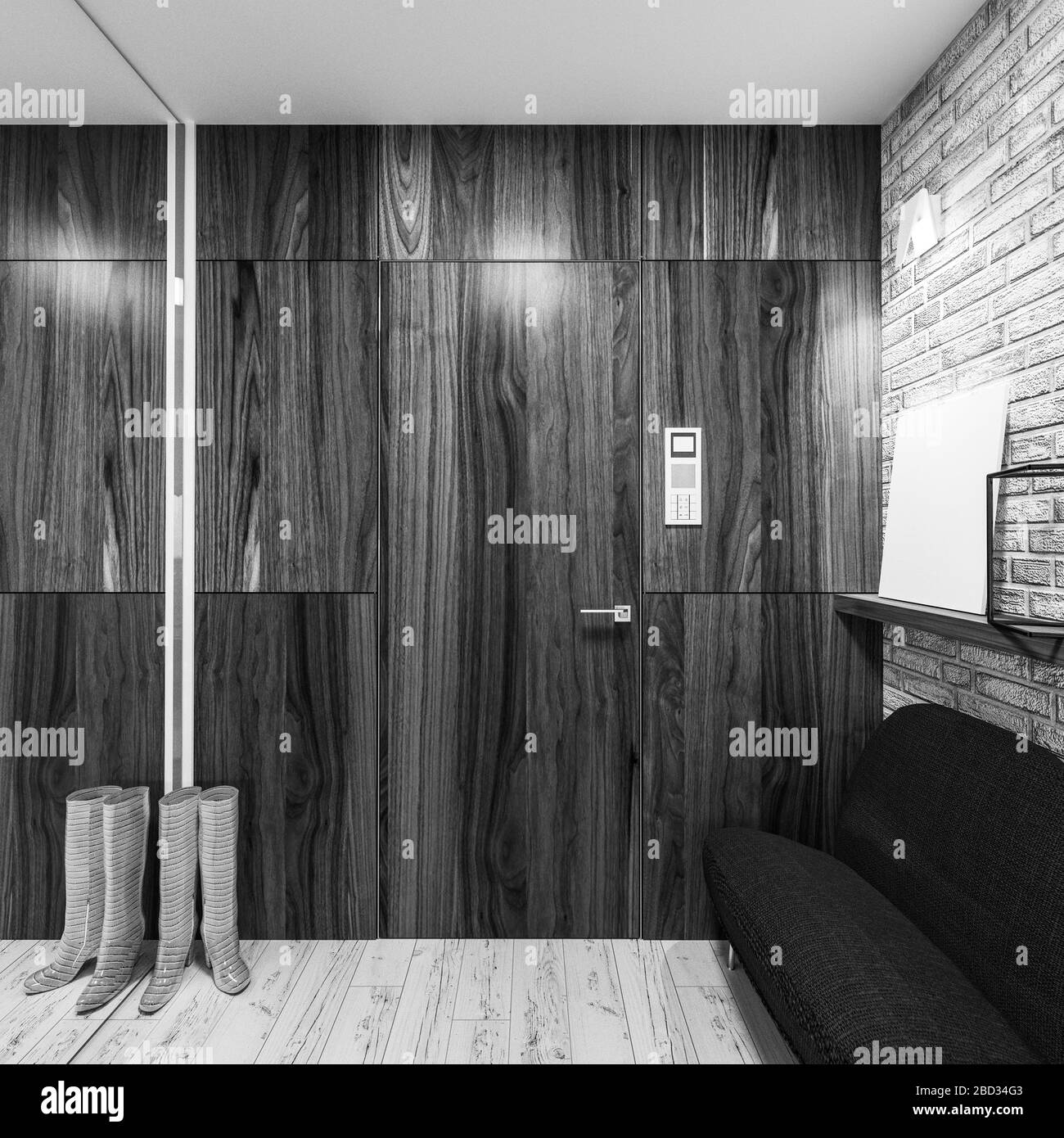 Interior new homes in Black and White Stock Photos & Images - Alamy
