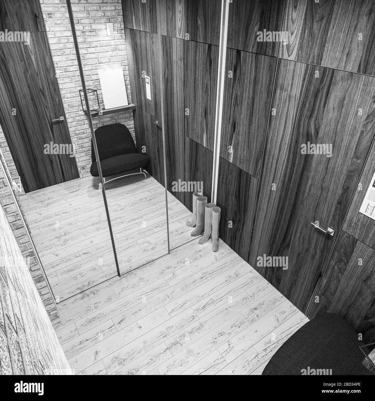 Interior new homes in Black and White Stock Photos & Images - Alamy