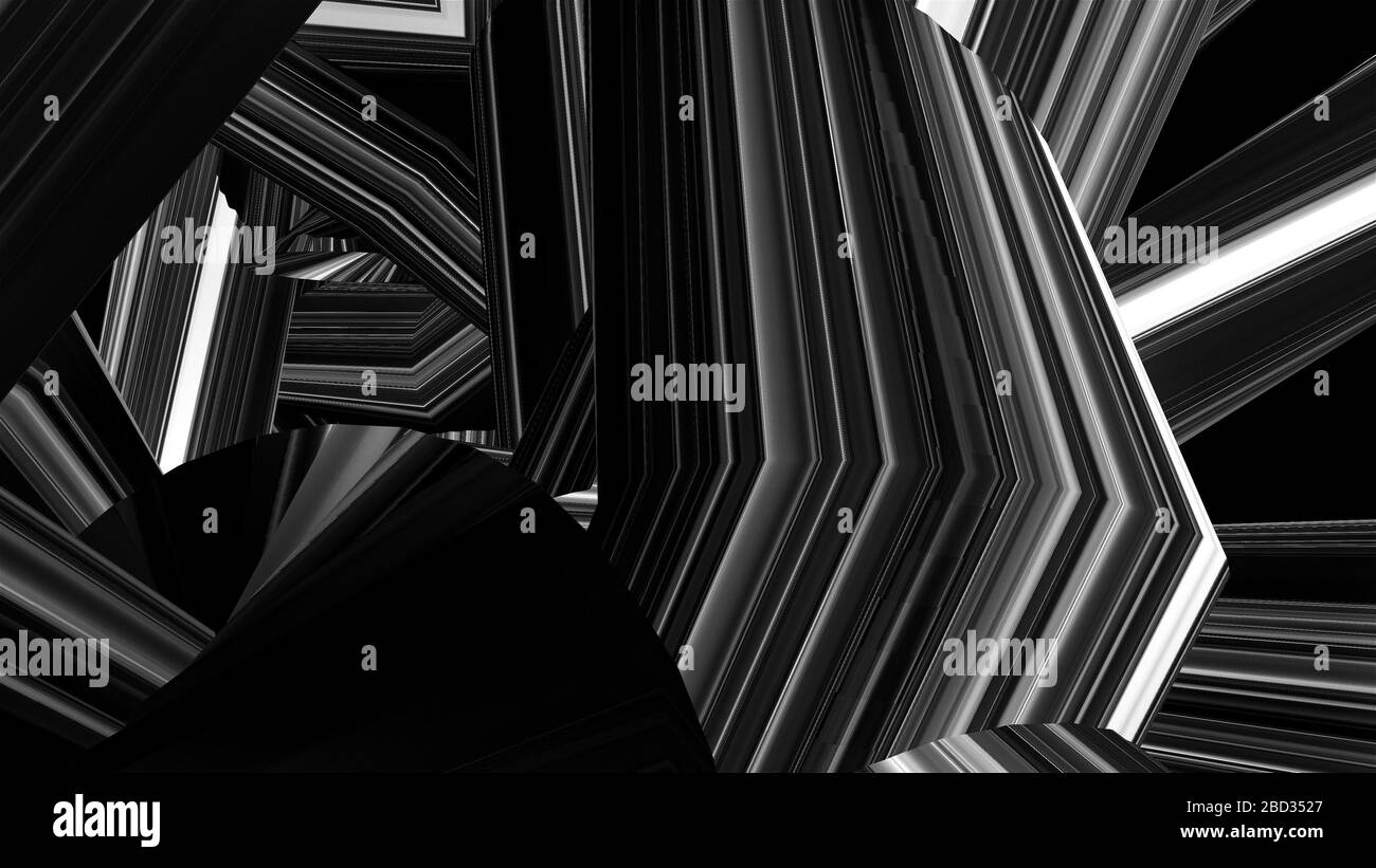 Random fractal elements, 3d rendering. Computer generated abstract ...