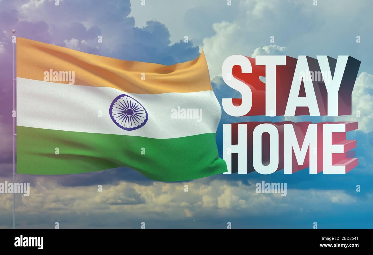 Stay home stay safe - letter typography 3D text for self quarantine ...