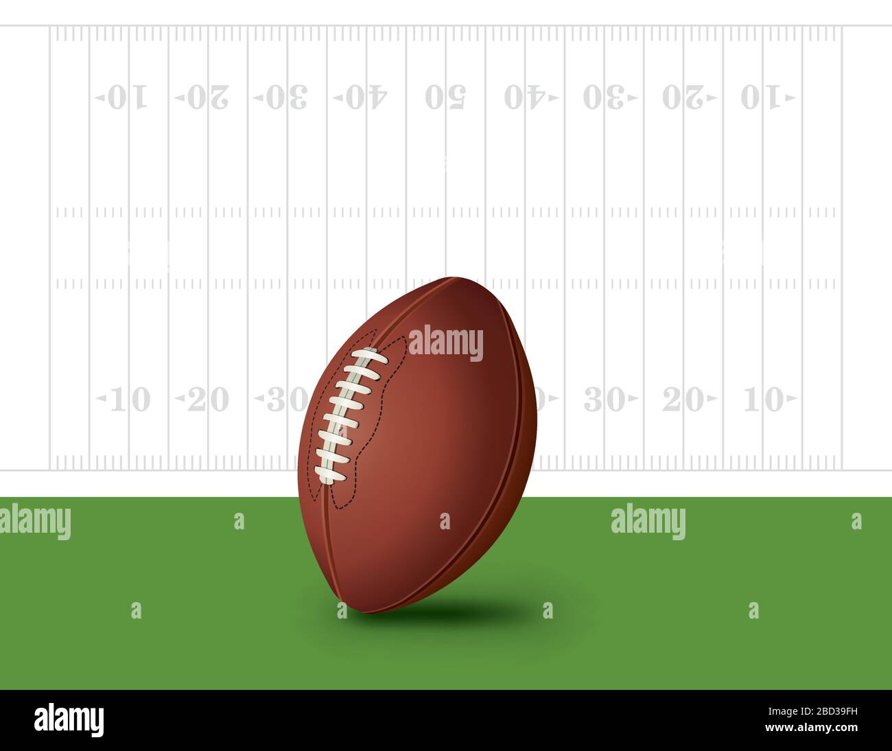 An American football with field yard lines background illustration ...