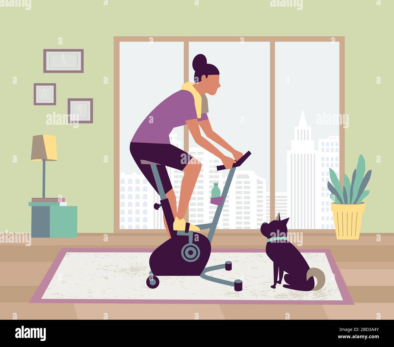 Woman and rowing machine Stock Vector Images - Alamy