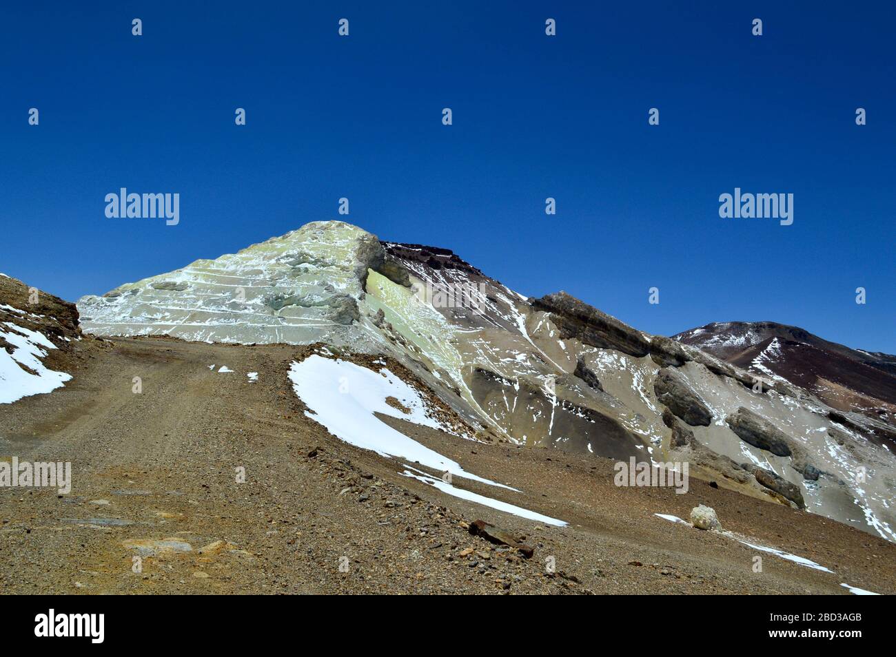 Cerro Estrella or Lastarria, the sulfur mountain in the Andes. Mine La ...