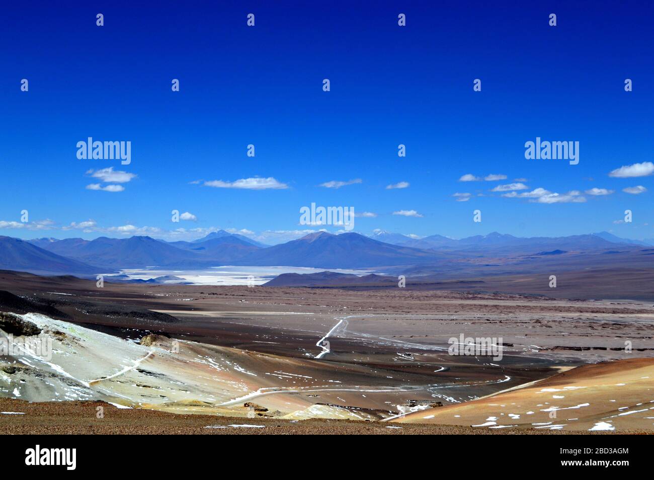 View north form Cerro Estrella where we can see the Llullaillaco salt ...