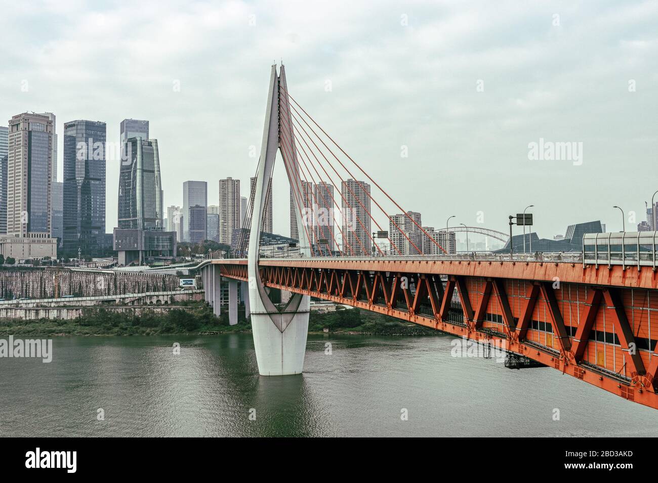 Chongqing, China - Dec 22, 2019: Qian si men suspension bridge over ...