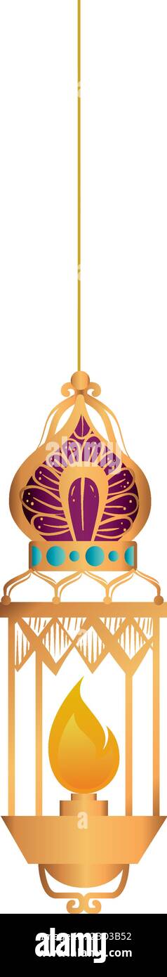 Isolated hanging purple and gold lantern vector design Stock Vector ...