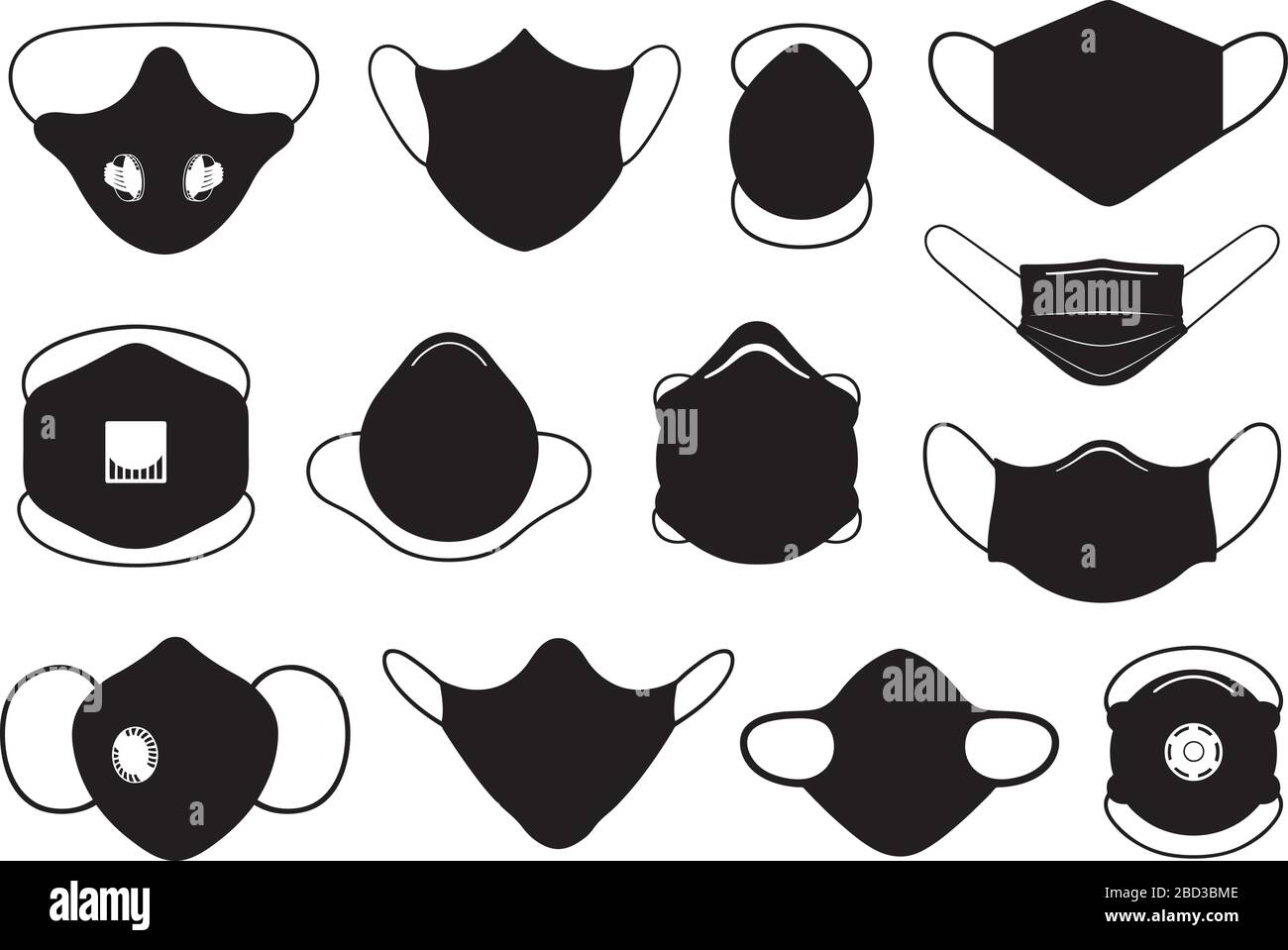 Set of different masks isolated on white Stock Vector Image & Art - Alamy