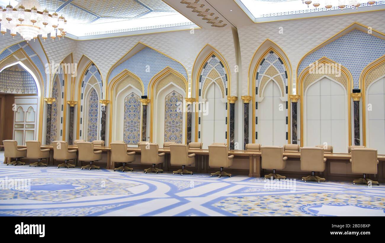 Abu Dhabi, UAE - December 15, 2019: Qasr al-Watan the Palace. Reception ...