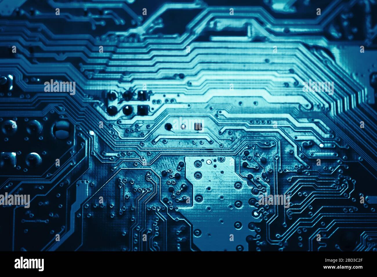 Blue electronic mother board circuit close up macro background Stock ...