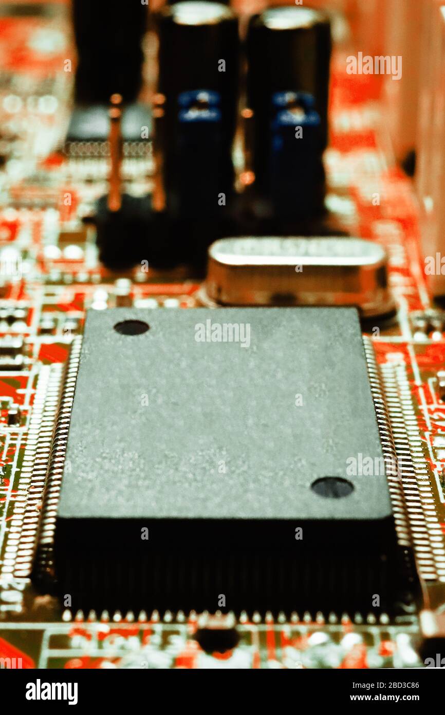 Close up view of central computer processor CPU blank microchip for ...
