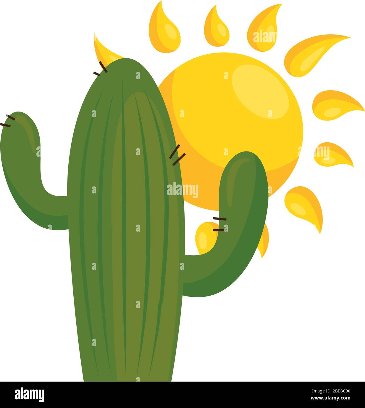 Isolated cactus plant and sun vector design Stock Vector Image & Art ...