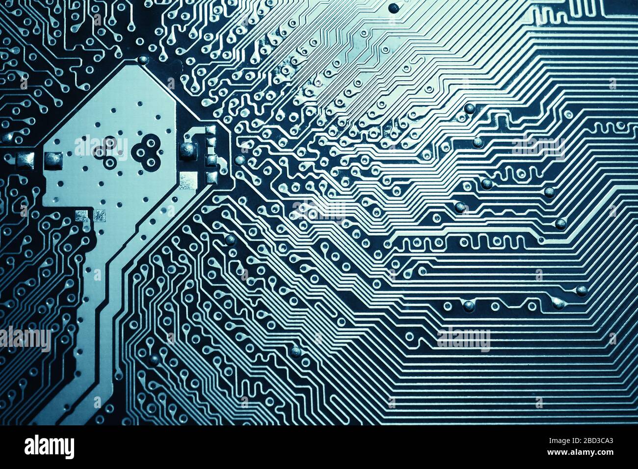 Blue electronic mother board circuit close up macro background Stock ...