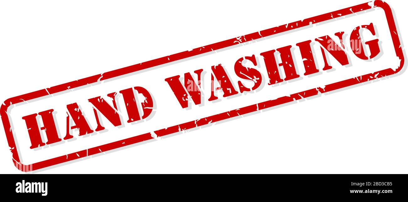 Hand washing red rubber stamp vector isolated on white Stock Vector ...