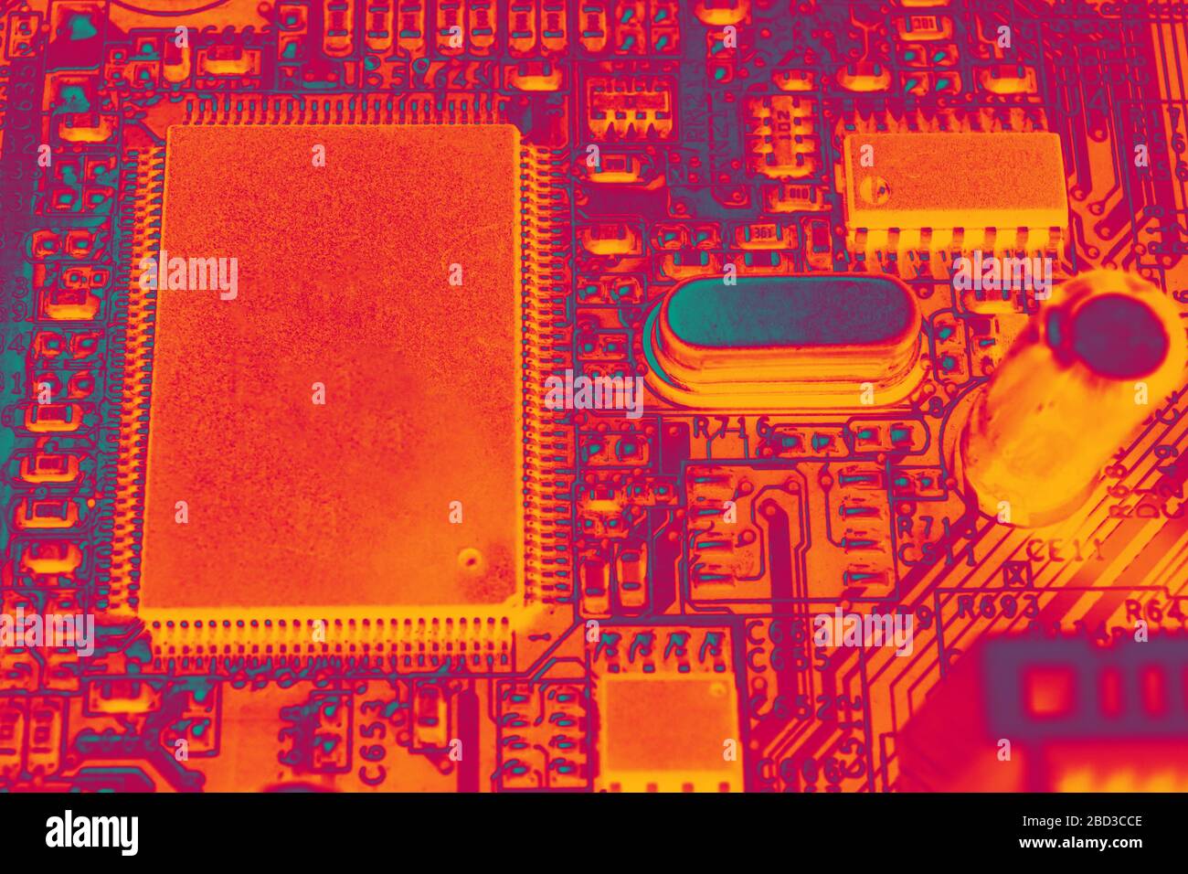 Close up view of central computer processor CPU blank microchip for ...
