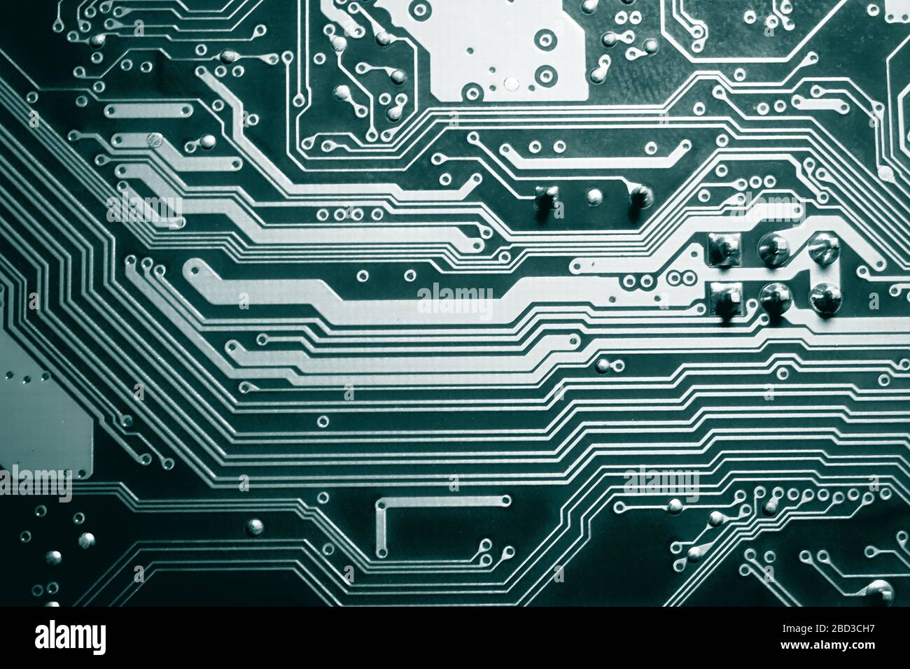 Blue electronic mother board circuit close up macro background Stock ...