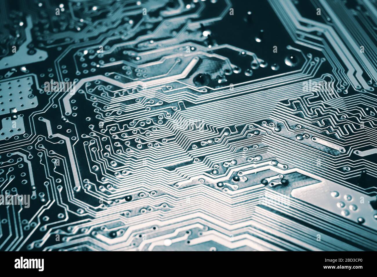 Blue electronic mother board circuit close up macro background Stock ...