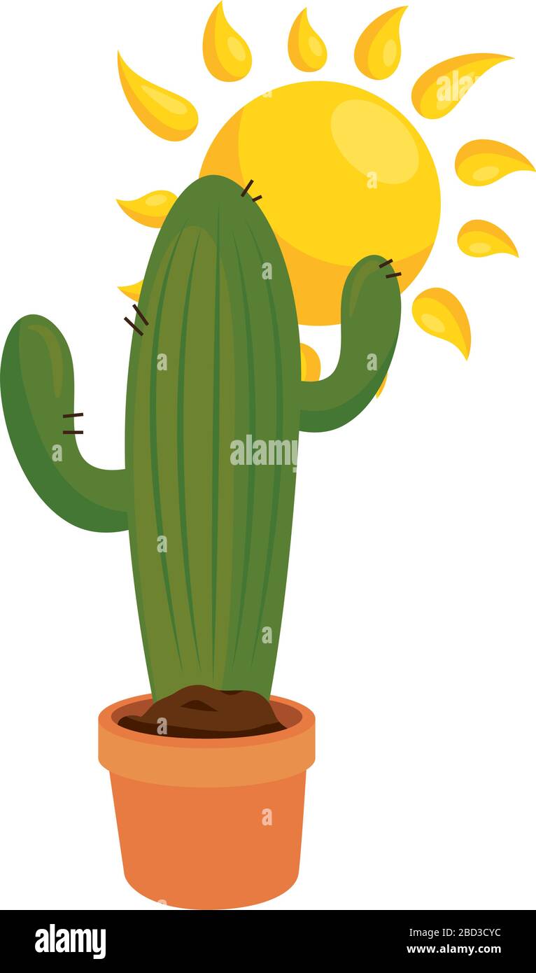 Isolated cactus plant and sun vector design Stock Vector Image & Art ...