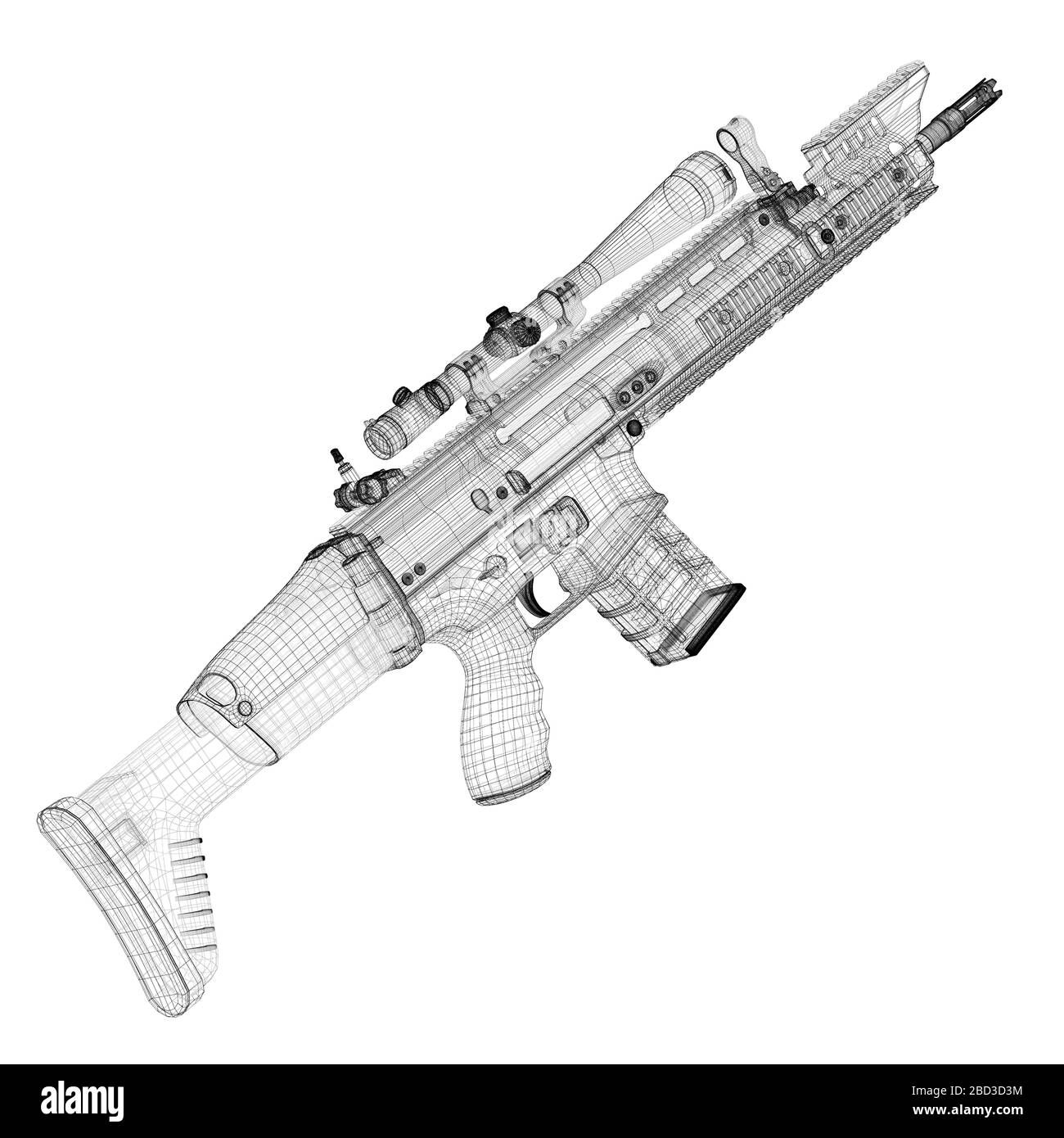 Automatic gun on background, body structure, wire model Stock Photo - Alamy